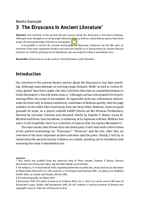 (PDF) 3. The Etruscans in Ancient literature