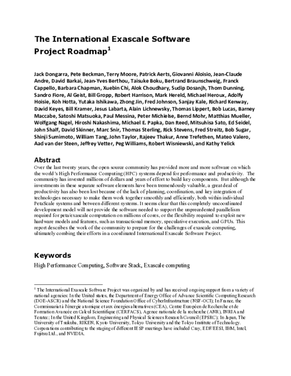 (PDF) The International Exascale Software Project roadmap