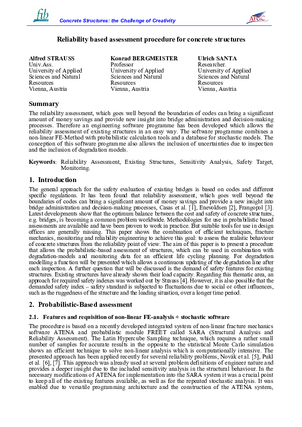 (PDF) Reliability based assessment procedure for concrete structures