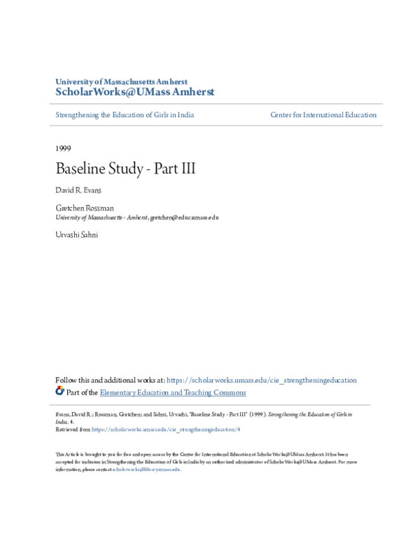 (PDF) Baseline Study - Part III