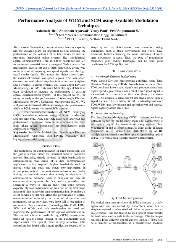 (PDF) Performance Analysis of WDM and SCM using Available Modulation ...