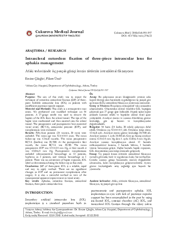 (PDF) Intrascleral sutureless fixation of three-piece intraocular lens ...