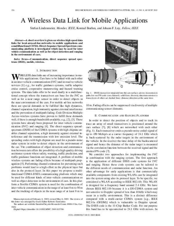 (PDF) A wireless data link for mobile applications