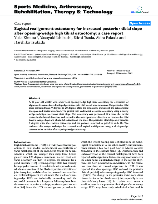 (PDF) Sagittal realignment osteotomy for increased posterior tibial slope after opening-wedge ...