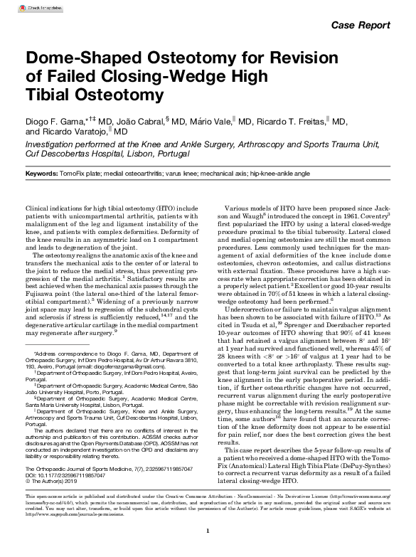 (PDF) Opening-Wedge Osteotomy for Revision of Failed Closing-Wedge High ...