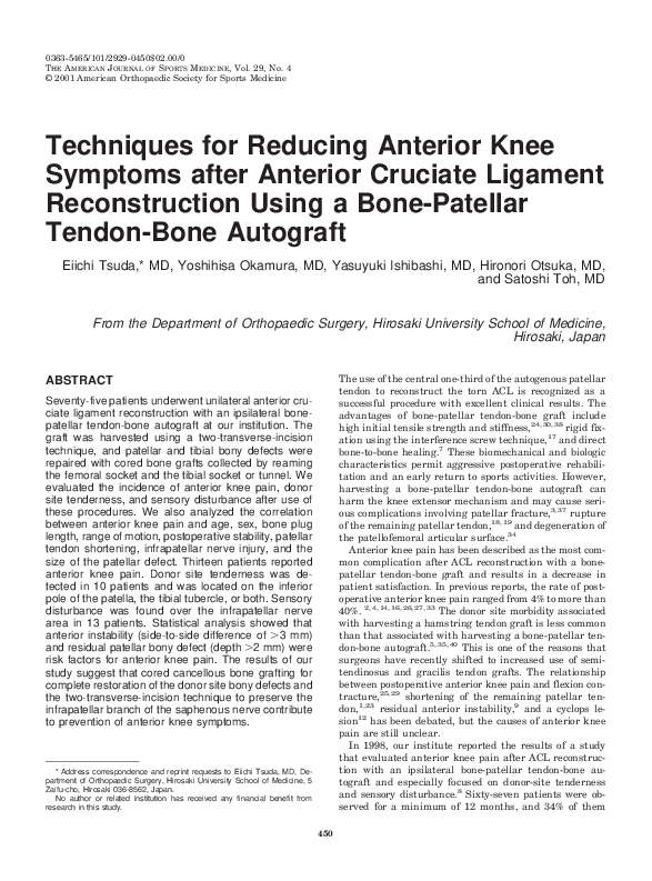 (PDF) Techniques for Reducing Anterior Knee Symptoms after Anterior ...