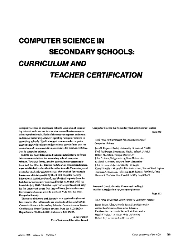 (PDF) Computer science in secondary schools: curriculum and teacher ...