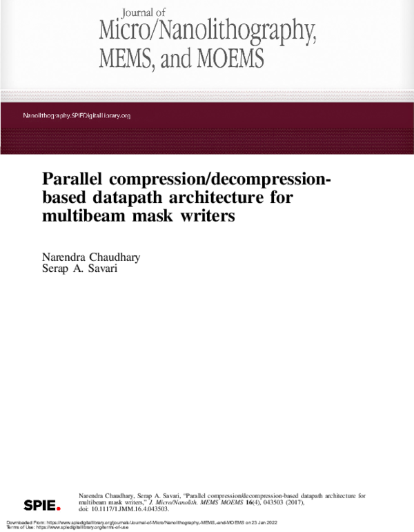 (PDF) Parallel compression/decompression-based datapath architecture for multibeam mask writers