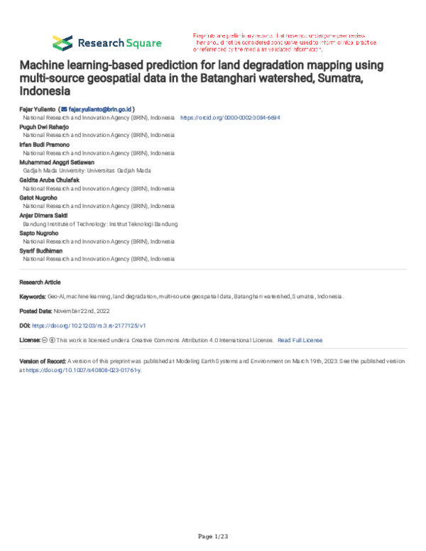 (PDF) Machine learning-based prediction for land degradation mapping using multi-source ...