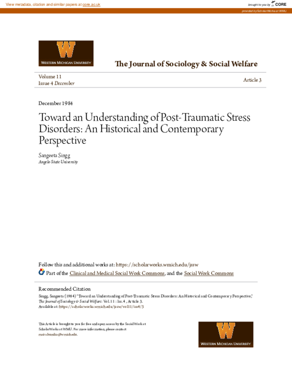 (PDF) Toward an Understanding of Post-Traumatic Stress Disorders: An ...