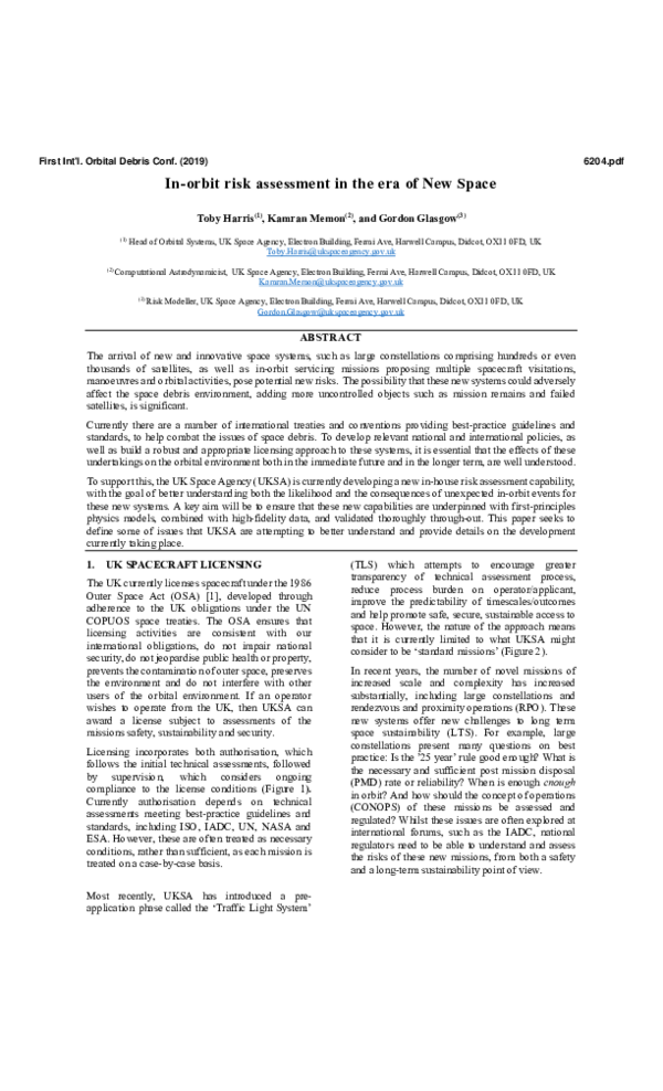 (PDF) In-Orbit Risk Assessment in the Era of New Space
