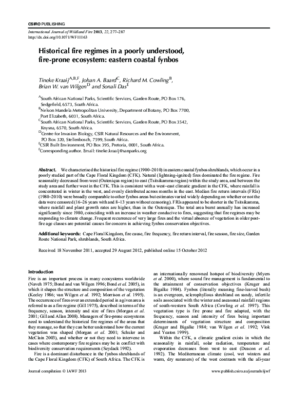 (PDF) Historical fire regimes in a poorly understood, fire-prone ...