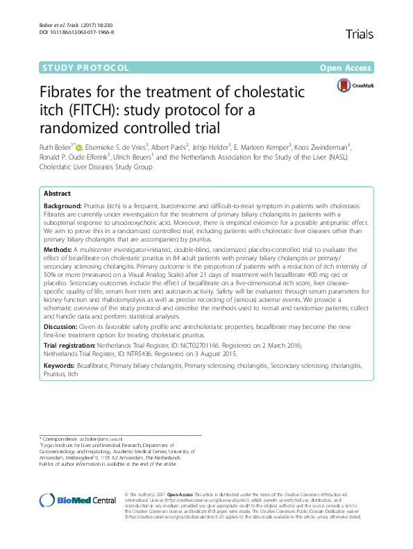 (PDF) Fibrates for the treatment of cholestatic itch (FITCH): study ...