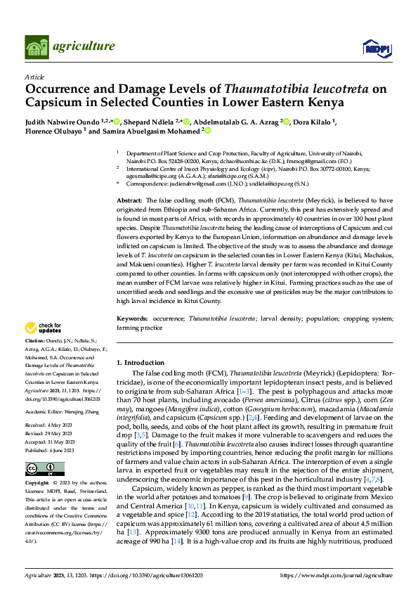(PDF) Occurrence and Damage Levels of Thaumatotibia leucotreta on ...