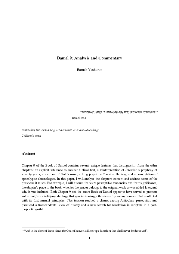 (PDF) Daniel 9: Analysis and Commentary