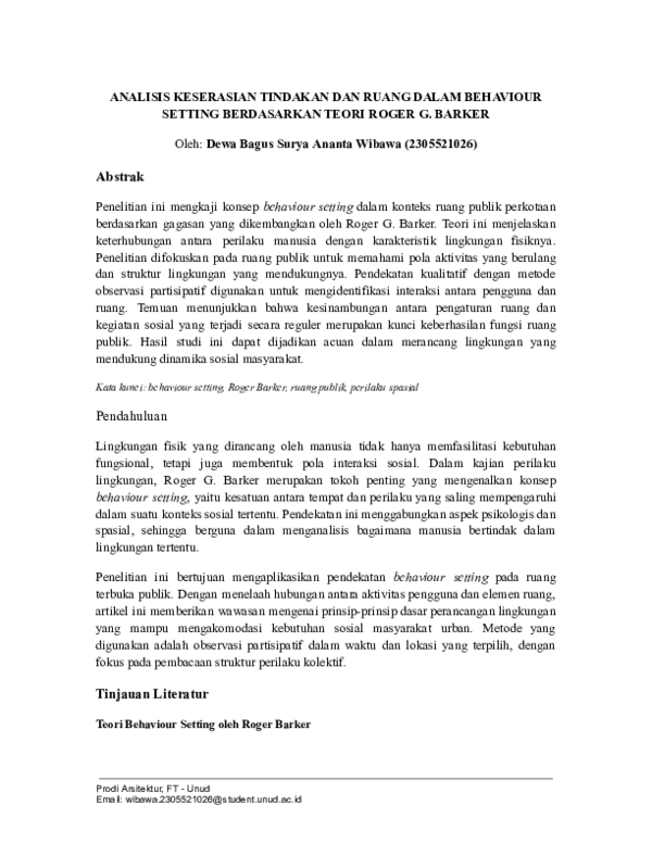 (PDF) Behaviour Setting Barker 2