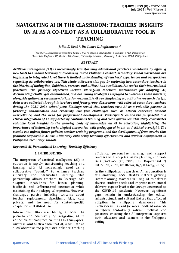 (PDF) NAVIGATING AI IN THE CLASSROOM: TEACHERS' INSIGHTS ON AI AS A CO ...