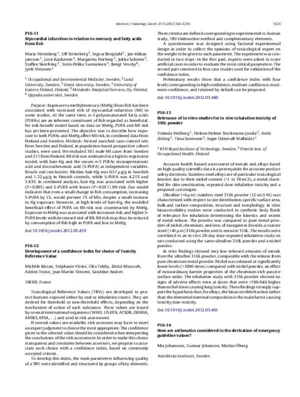 (PDF) How are asthmatics considered in the derivation of emergency guideline values?