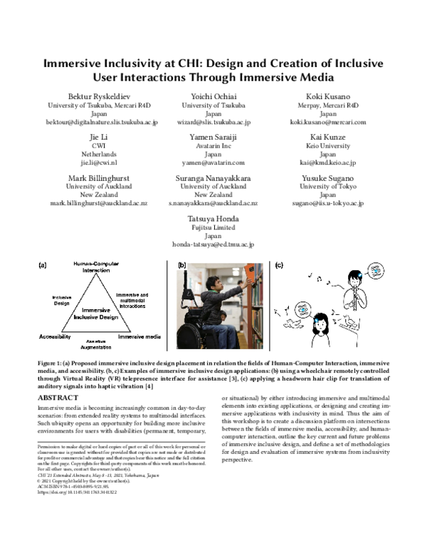 (PDF) Immersive Inclusivity at CHI: Design and Creation of Inclusive ...