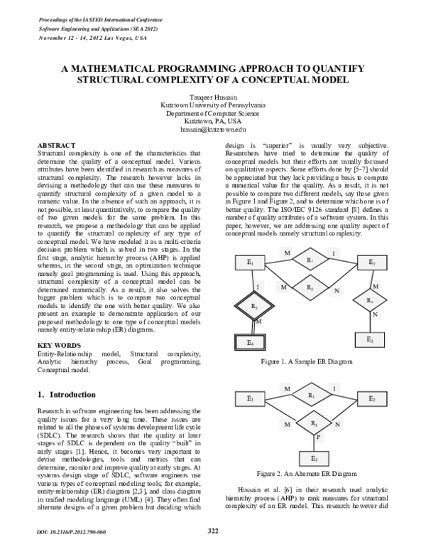 (PDF) A Mathematical Programming Approach to Quantify Structural Complexity of a Conceptual Model