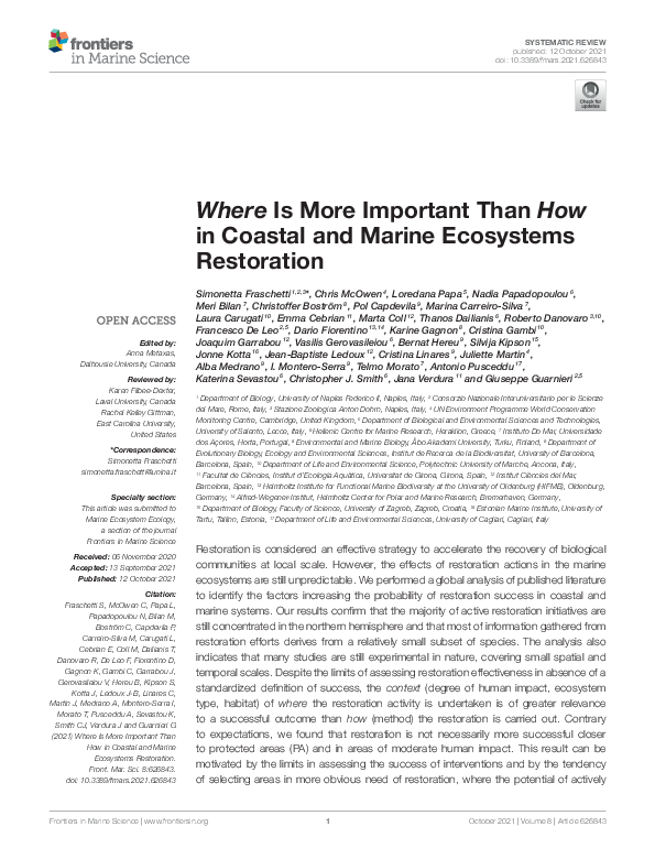 (PDF) Where Is More Important Than How in Coastal and Marine Ecosystems ...