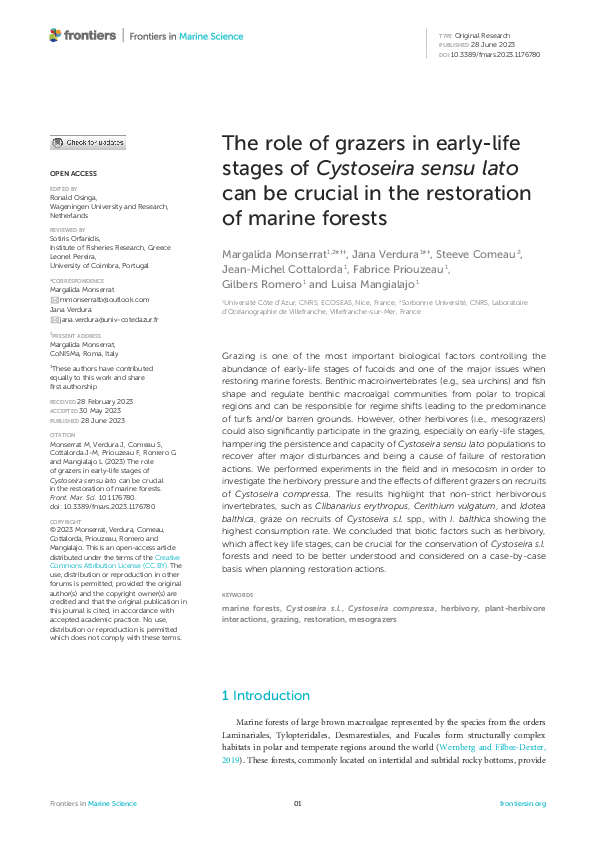 (PDF) The role of grazers in early-life stages of Cystoseira sensu lato ...