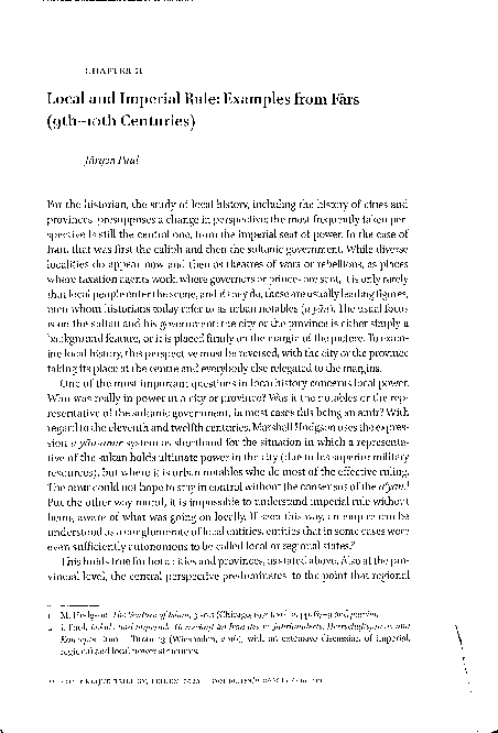 (PDF) Local and Imperial Rule. Examples from Fars