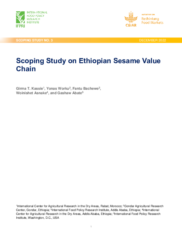 (PDF) Scoping study on Ethiopian sesame value chain