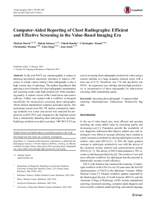 (PDF) Computer-Aided Reporting of Chest Radiographs: Efficient and ...