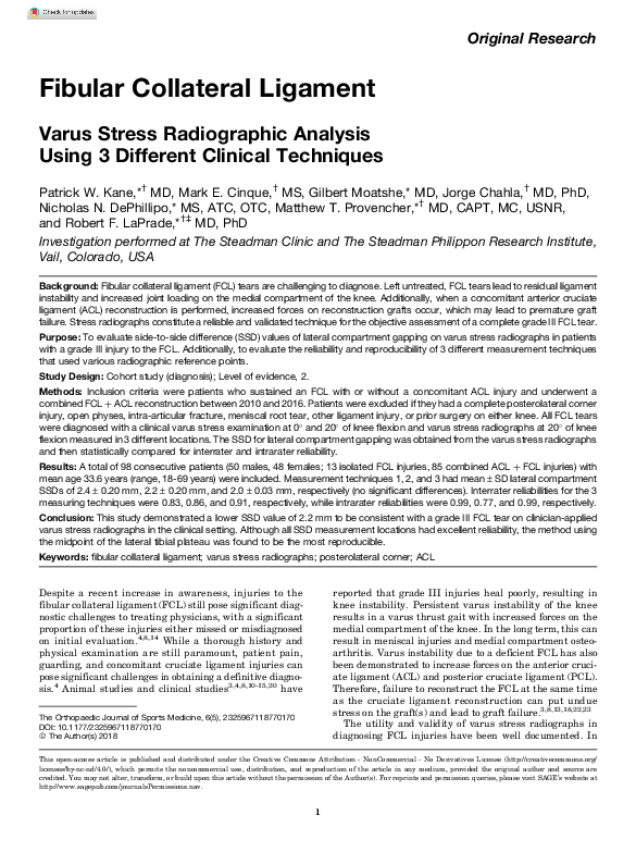 (PDF) Fibular Collateral Ligament: Varus Stress Radiographic Analysis ...