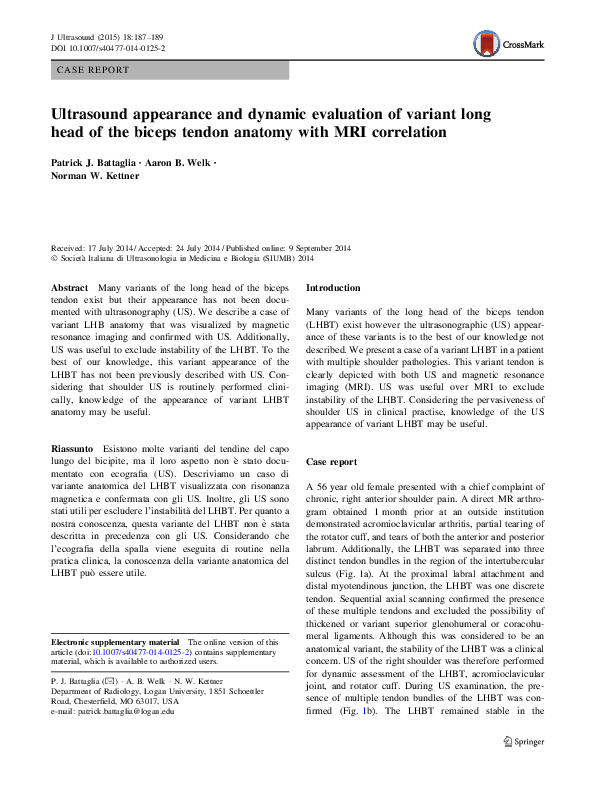 (PDF) Ultrasound appearance and dynamic evaluation of variant long head ...