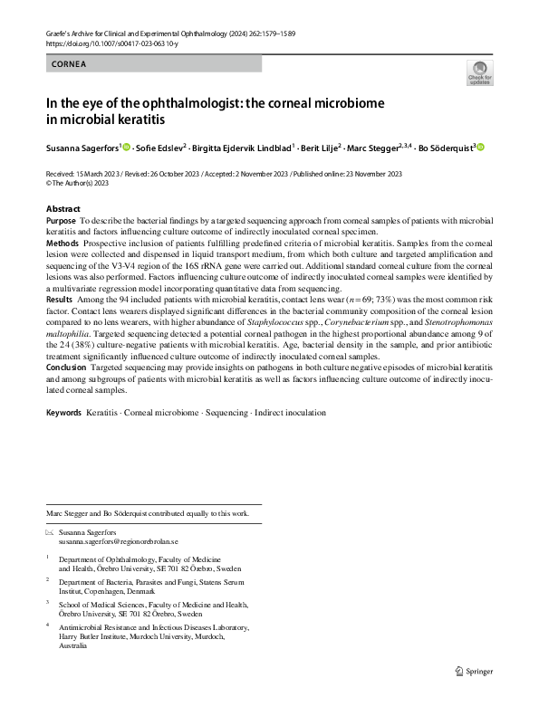 (PDF) In the eye of the ophthalmologist: the corneal microbiome in ...