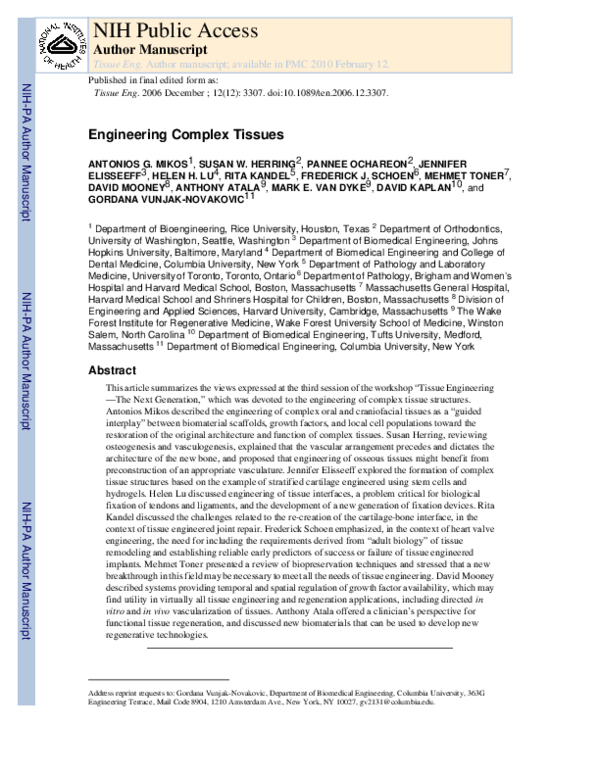 (PDF) Engineering Complex Tissues