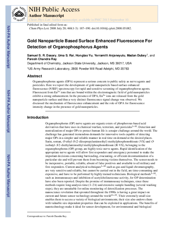 (PDF) Gold nanoparticle based surface enhanced fluorescence for ...
