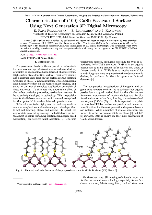 (PDF) Characterisation of (100) GaSb Passivated Surface Using Next ...
