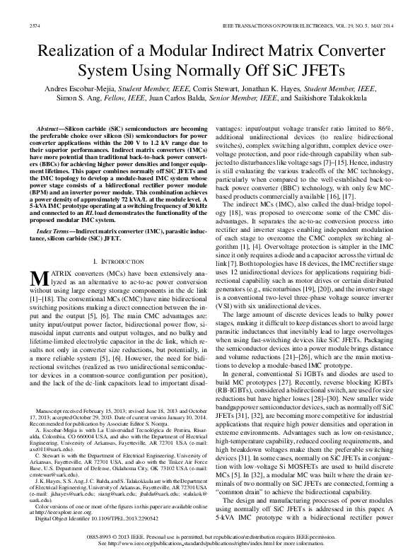 (PDF) Realization of a Modular Indirect Matrix Converter System Using ...