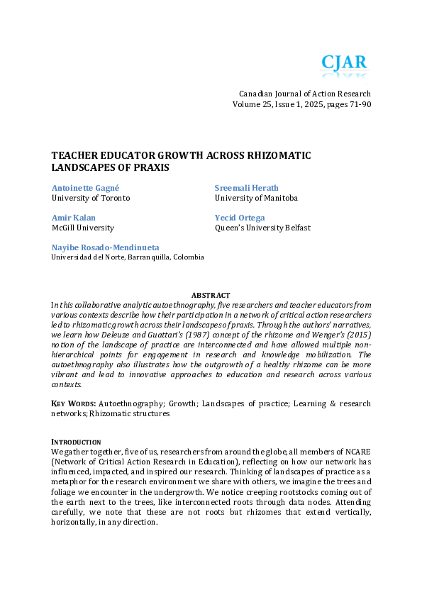 (PDF) TEACHER EDUCATOR GROWTH ACROSS RHIZOMATIC LANDSCAPES OF PRAXIS