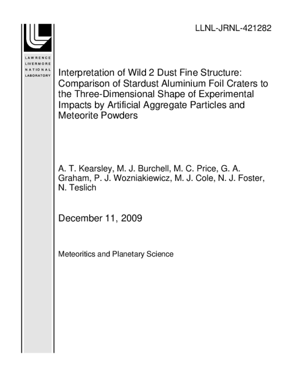 (PDF) Interpretation of Wild 2 dust fine structure: Comparison of ...