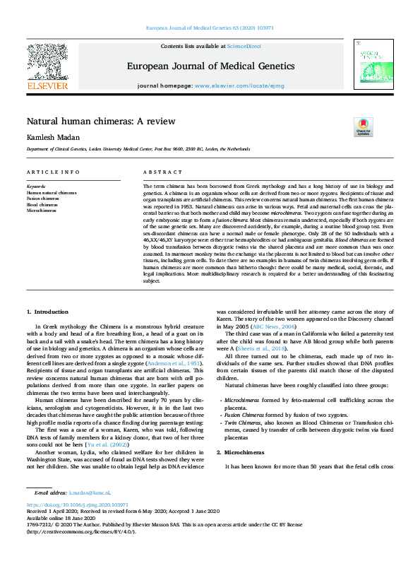 (PDF) Natural human chimeras: A review
