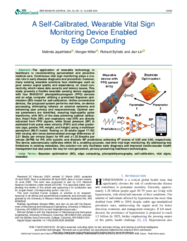 (PDF) A Self-Calibrated, Wearable Vital Sign Monitoring Device Enabled ...