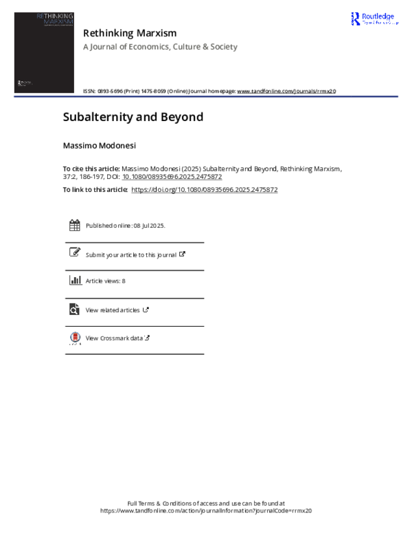 (PDF) Subalternity and beyond