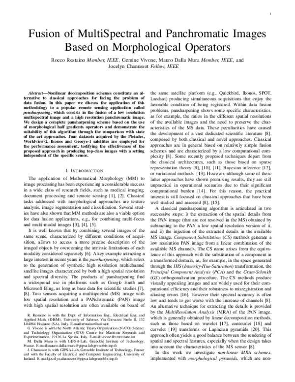 (PDF) Fusion of Multispectral and Panchromatic Images Based on ...