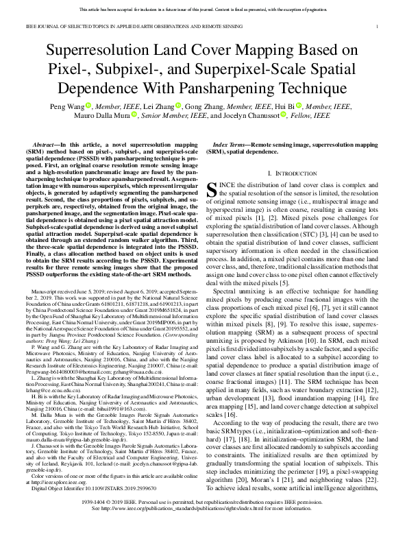 (PDF) Superresolution Land Cover Mapping Based on Pixel-, Subpixel-, and Superpixel-Scale ...