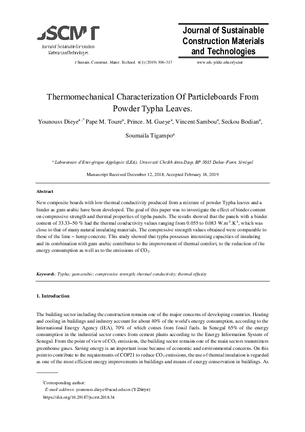 (PDF) Thermomechanical Characterization Of Particleboards From Powder ...