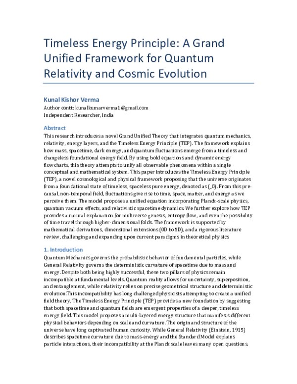 (PDF) Timeless Energy Principle: A Grand Unified Framework for Quantum ...