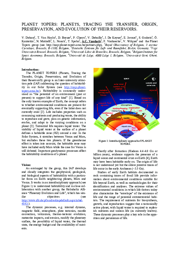 (PDF) PLANET TOPERS: Planets, Tracing the Transfer, Origin ...