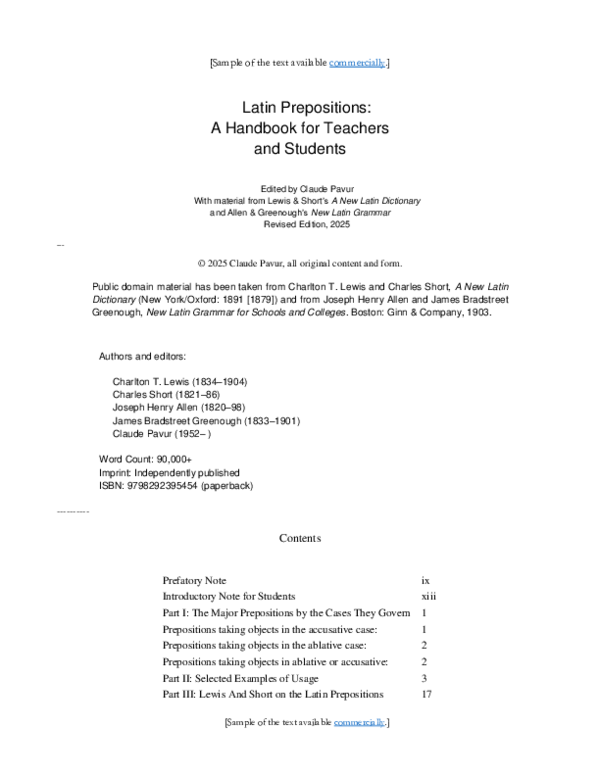 (PDF) Latin Prepositions: A Handbook for Teachers and Students
