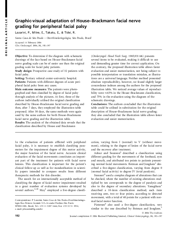 (PDF) Graphic-visual adaptation of House-Brackmann facial nerve grading ...