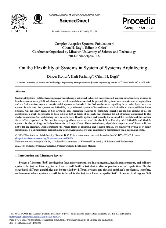 (PDF) On the Flexibility of Systems in System of Systems Architecting