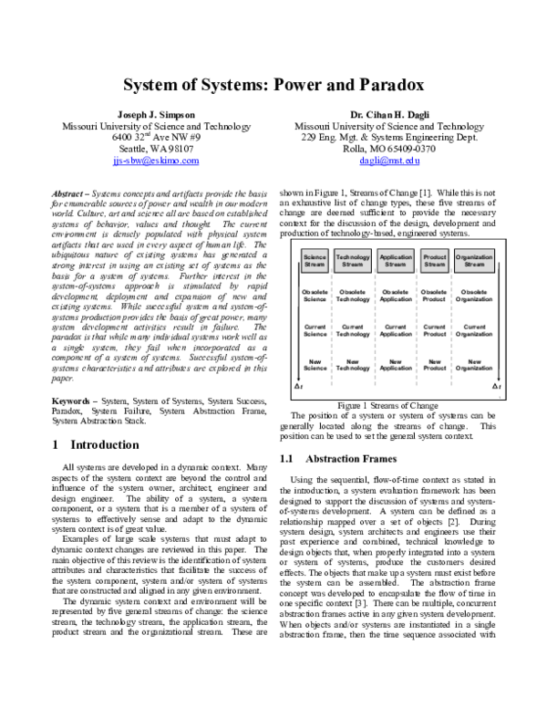 (PDF) System of systems: Power and paradox